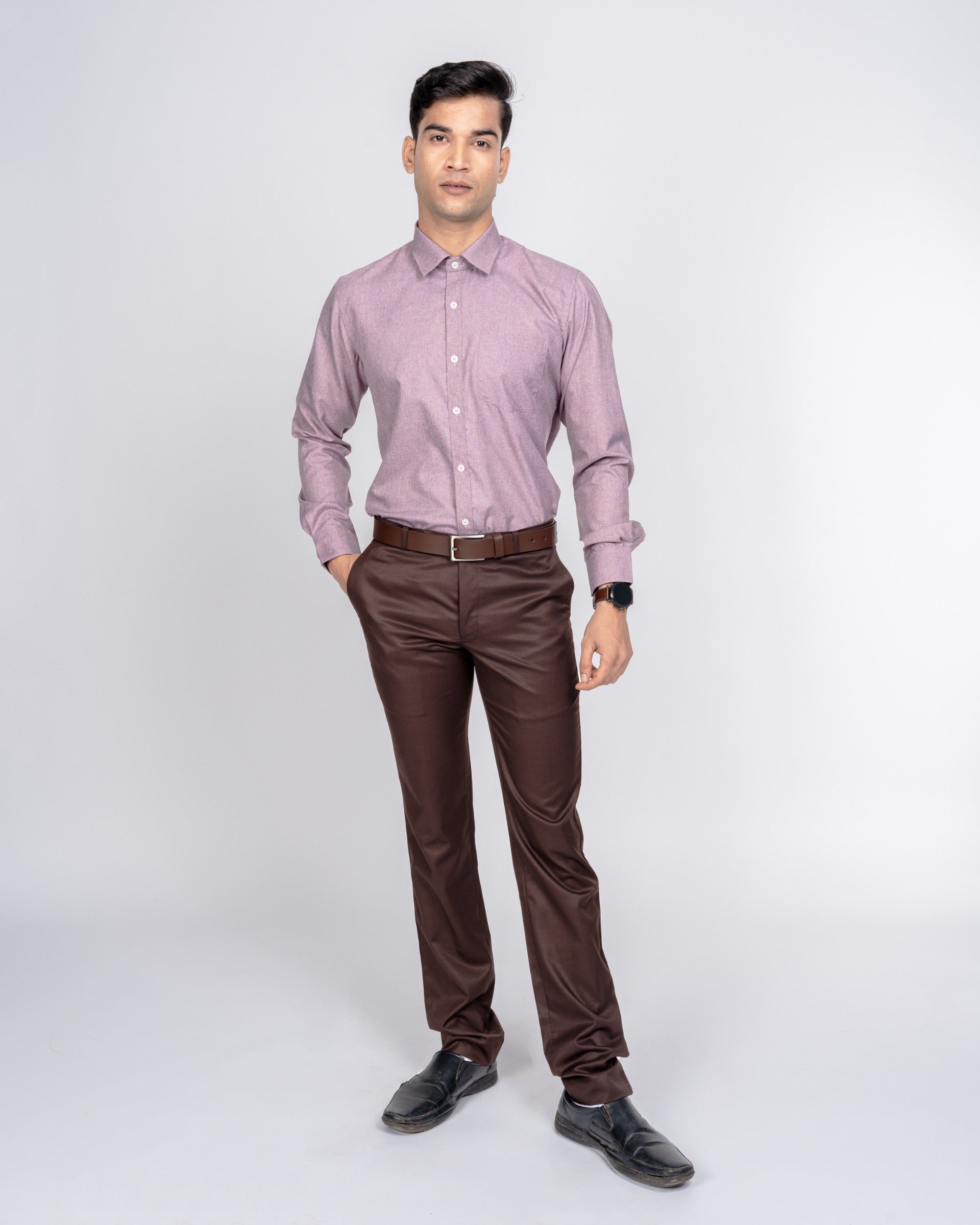 Shop Oxygen Lycra Brown Men’s Formal Trousers | Cambridge Garments